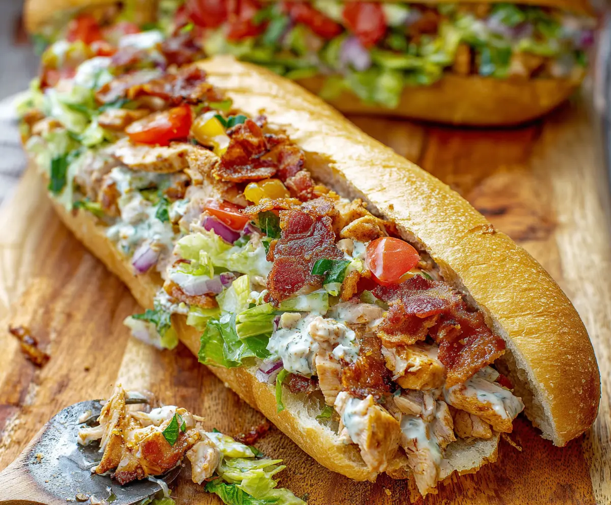 Delicious Chopped Chicken Bacon Ranch Sandwich