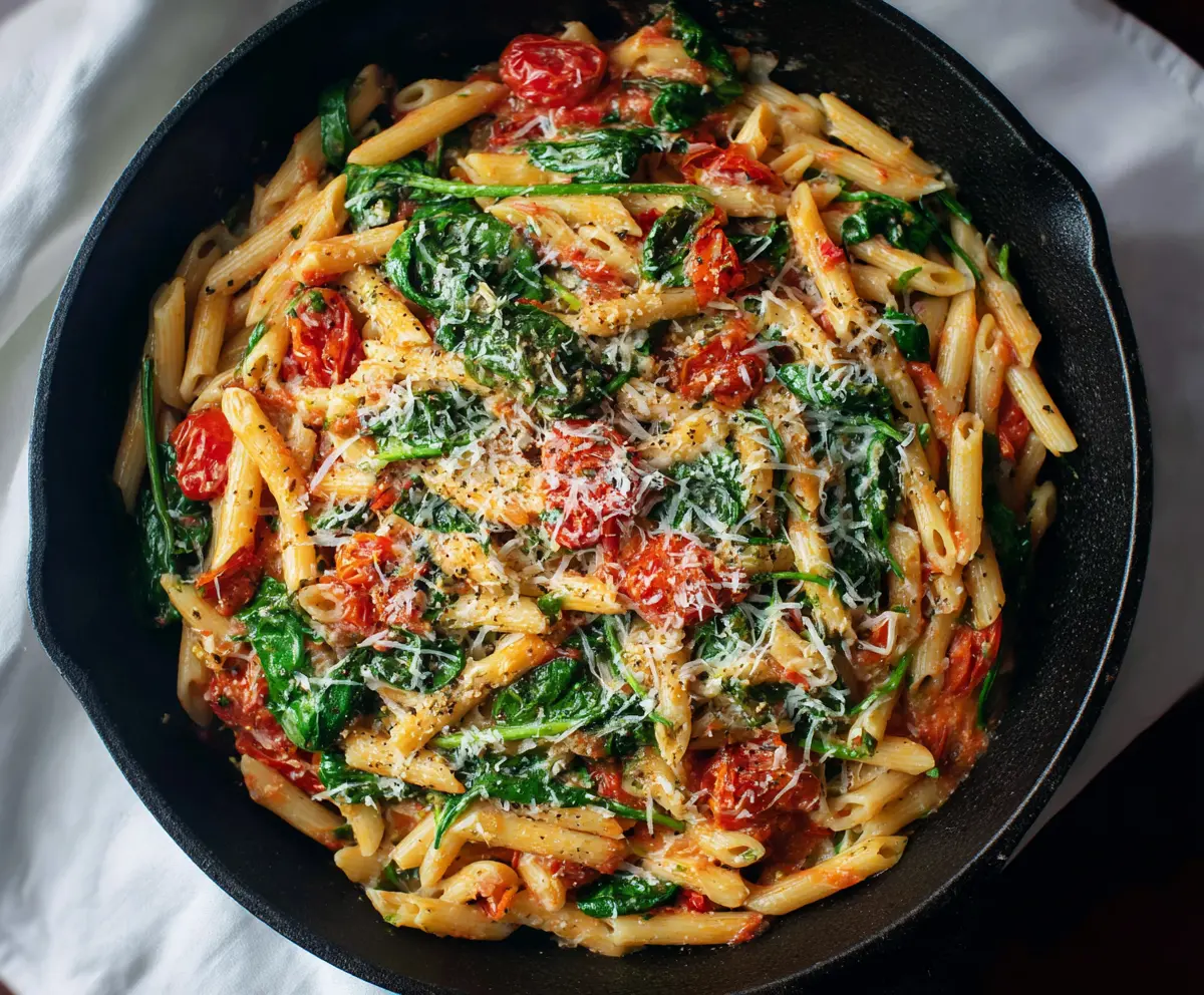 Delicious Tomato Spinach Pasta Recipe | Easy & Healthy